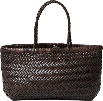 Dragon Diffusion Femme, Sacs, Brun, Taille: ONE Size Sac &agrave; main en cuir marron avec breloque m&eacute;daille Saint Christophe
