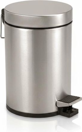 axentia Kosmetikeimer Edelstahl matt geb&uuml;rstet & rostfrei-Tretm&uuml;lleimer 3l-Kosmetik M&uuml;lleimer mit Deckel-Abfalleimer mit Tritt-Treteimer f&uuml;r Bad & WC, Silber/