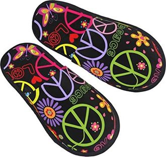Generic Chaussures De Maison Fleur De Coeur DAmour De Paix Arc-En-Ciel Int&eacute;rieur Et Ext&eacute;rieur Slippers Chauds Pantoufles Camping Pantoufle Pour Chambre &Agrave; Couc