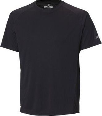 Spalding T-shirt fonctionnel essentiel pour homme - Séchage rapide - Respirant - T-shirt de basket-ball et de course pour homme/homme, Noir, L