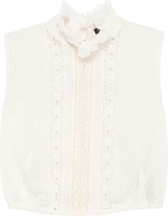 Ann Demeulemeester Ruffled-trim Lace-insert Top