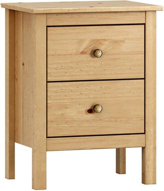 PEGANE Table de chevet table de nuit &agrave; 2 tiroirs en Bois massif Couleur Ch&ecirc;ne miel - Longueur 48 x Hauteur 60 x Profondeur 36 cm
