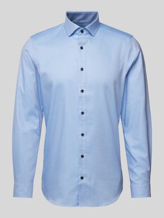 Olymp Level 5 Slim Fit Businesshemd aus Uni Struktur ROYAL