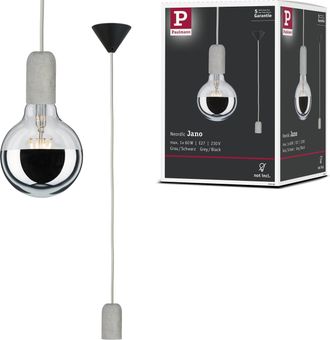 Paulmann 50388 Neordic Pendelleuchte Jano max. 60 Watt Pendellampe Grau, Schwarz Deckenlampe Beton, Kunststoff Hängeleuchte E27 ohne Leuchtmittel