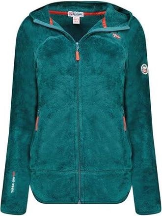 Geographical Norway Upalood Lady - Polaire épaisse Femme Chaude Capuche Fermeture Zip - Veste Automne Hiver Printemps Chaud Femmes - Longues Manches Vetement Pull Fourrur