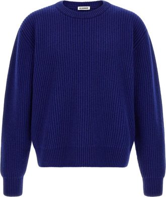 Jil Sander Homme, Pulls, Bleu, Taille: L Pull en maille c&ocirc;tel&eacute;e fa&ccedil;on p&ecirc;cheur