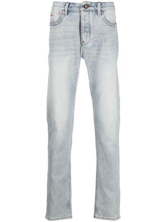 Emporio Armani jean droit &agrave; effet d&eacute;lav&eacute; - Bleu