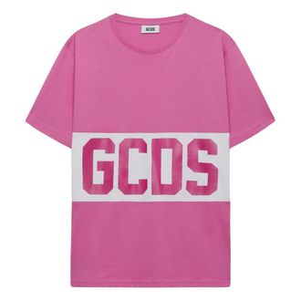 GCDS Band Logo T-Shirt - - Tops - Damen - Rosa - XS