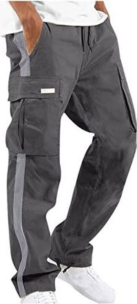 Generic Pantalon cargo extensible pour homme - Pantalon de travail classique - Polyvalent - Confortable - Cordon de serrage - Taille &eacute;lastique - Pantalon d&eacute;co