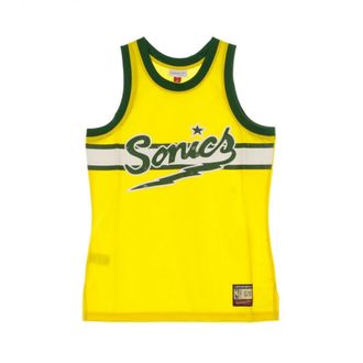 Mitchell & Ness Homme, Tops, Jaune, Taille: XL Basketballba Team Heritage Tank Top