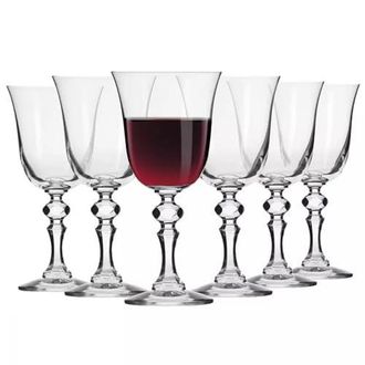 Krosno Verres &agrave; Vin Rouge 250 ml - Lot de 6 - Collection Krista - Cristal Sans Plomb - Design &Eacute;l&eacute;gant avec Pied Richement Orn&eacute;