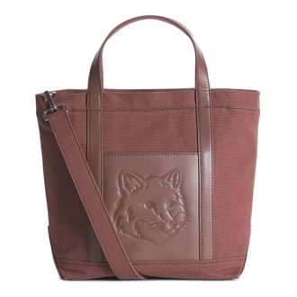 Maison Kitsun&eacute; Homme, Sacs, Brun, Taille: ONE Size Fox Head Small Tote