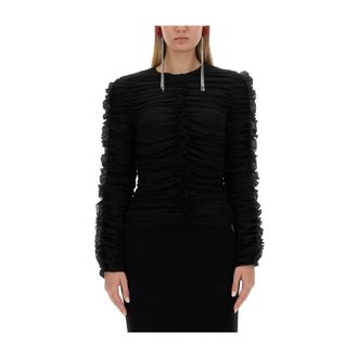 Magda Butrym Femme, Blouses et Chemises, Noir, Taille: 38 FR Blouse en Soie Fronc&eacute;e