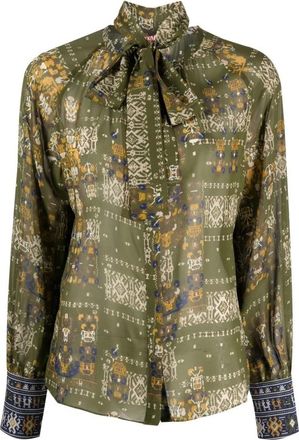 Max Mara Femme, Blouses et Chemises, Vert, Taille: 42 FR Tie-Neck Blouse