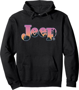 Jeep Logo mit W&uuml;sten-Silhouette bei Sonnenuntergang Pullover Hoodie
