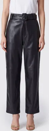 Twinset Pantalon court taille haute en similicuir &agrave; jambe droite