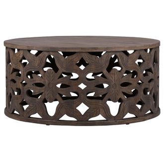 WOMO-DESIGN Couchtisch Dschidda &Oslash; 100x45 cm rund, Natur, Unikat, handgefertigt aus Massivholz Mangoholz, Moderne Holzoptik, Vintage, Sofatisch Kaffeetisch Wohnzim