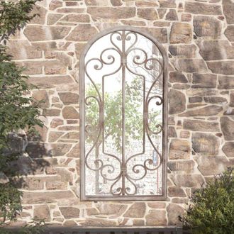 vidaXL Vidaxl - Miroir de jardin 70x30 cm en fer sable - Effet rouille d&eacute;coratif - Pour usage ext&eacute;rieur - Installation facile avec trou pr&eacute;-perc&eacute;