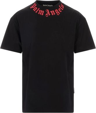 Palm Angels Homme, Tops, Noir, Taille: M Neck Logo Regular Tee