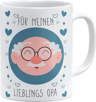OM3 F&uuml;r meinen Lieblings Opa Tasse mit Spruch Geschenkidee - Keramik Becher - 11oz 325ml - Beidseitig Bedruckt - Weiss