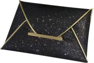 IFUNDOM Pochette Soir&eacute;e Noire Brillante &Eacute;l&eacute;gante Sac &agrave; Main Femme Formelle Enveloppe Minimaliste pour T&eacute;l&eacute;phone et Maquillage