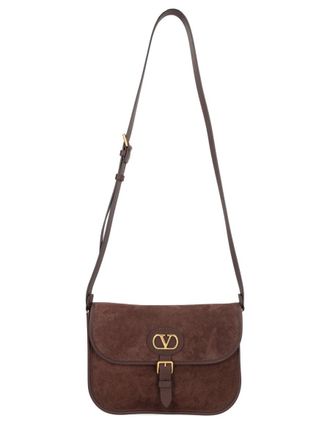 Valentino Garavani Mens Shoulder Bag Antibes Brown Leather