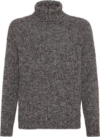 Brunello Cucinelli Gefleckter Alpaka-Rollkragenpullover - - Knitwear - Herren - Grau - XL