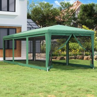 vidaXL Tente de f&ecirc;te avec 8 parois lat&eacute;rales en maille Vert 3x9 m pehd - Vidaxl