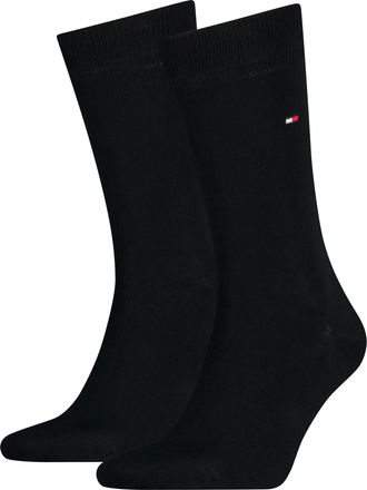 Tommy Hilfiger Socken TOMMY HILFIGER TH MEN SOCK CLASSIC 2P, Damen, Gr. 43-46, schwarz, Baumwollmischung, normal, Socken Socken, Mit eingestricktem Flag-Logo, Topsel