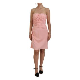 Dolce & Gabbana Seiden-Stretch Tr&auml;gerloses Etui-Midikleid - - Dresses - Damen - Rosa - XS