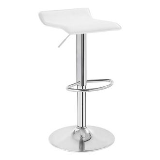 Woltu Tabouret Bar, Chaise Haute Cuisine R&eacute;glable en Hauteur, Pivotant &agrave; 360&deg; avec Repose-Pieds pour Bar, Cuisine, Comptoir, PVC+M&eacute;tal, Blanc + Argent&eacute;