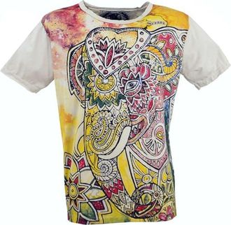 Guru Shop Guru-Boutique, T-shirt Miroir, &Eacute;l&eacute;phant/vanille, Ducoton, Size:M, T-shirts