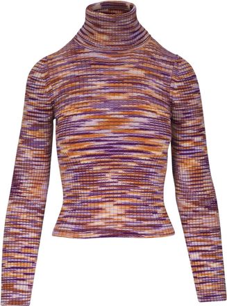 Mother pull rayé à col montant - Violet