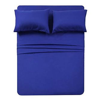 Best Season Bed Sheet Set, luxucy Weichsten Mikrofaser Bettwäsche Platinum Collection Deep Pocket Falten und farbbeständige 4 Stück, Mikrofaser, königsblau, Volle