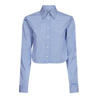 Balenciaga Gestreiftes Cropped Shirt - - Blouses & Shirts - Damen - Blau - 2XS