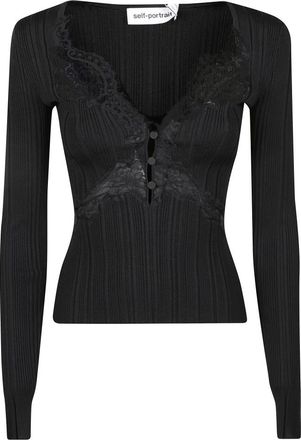 Self Portrait Femme, Tops, Noir, Taille: 40 FR Haut c&ocirc;tel&eacute; &agrave; d&eacute;collet&eacute; profond