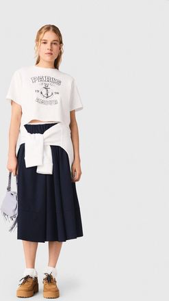 Maje T-Shirt Mit Marine-print - Wei&szlig; - Maje