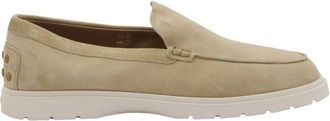 Tod's Tods Loafer - Slip-On Suede Flat Shoes With Textured Sole - Gr. 6_5 - in Beige - f&uuml;r Damen