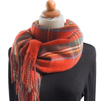 Generic Schal Winter Damen XXL - Winter Bunter Karierter f&uuml;r Verdickender Warmer Fransen (Red A)