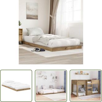 vidaXL Bodenbett - Bodenbettrahmen Artisan-Eiche 90 x 200 cm Holzwerkstoff