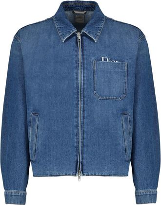 Dior Homme, Vestes, Bleu, Taille: XL Denim Jacket with Embroidery
