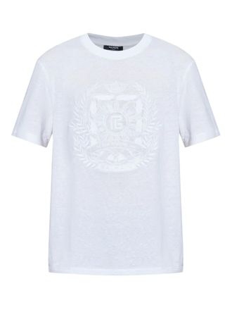 Balmain t-shirt à logo brodé - Bleu