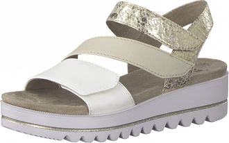 Jana Damen 8-28264-20 Komfortable Mehrweite Bequemschuh Flach Modern Klettverschluss Alltagsschuhe Business Sandale, Gold Comb, 37 EUWeit