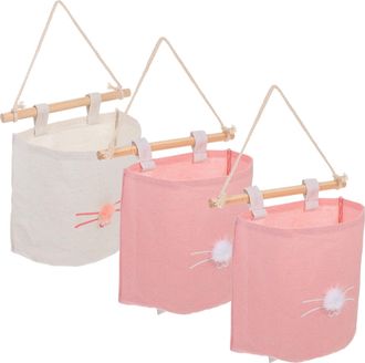 BESPORTBLE 3 St&uuml;ck Abnehmbare Wandh&auml;ngetaschen aus Baumwoll Leinen mit PE Folie Organizer f&uuml;r Kleinigkeiten In K&uuml;che Bad und Balkon Zuf&auml;llige Farbe Zuf&auml;llige Far