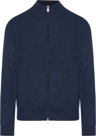 Gran Sasso Homme, Pulls, Bleu, Taille: 2XL Cardigan en cachemire côtelé