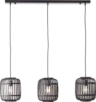 Brilliant Lampe, Woodrow Pendelleuchte, 3-flammig holz dunkel/schwarz, Metall/Bambus, 3x A60, E27, 60W,Normallampen (nicht enthalten)