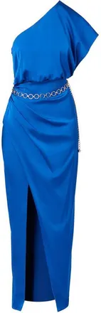 Adrianna Papell Abendkleid Stretch Satin Long Dress Kleid im griechischen Stil mit G&uuml;rtel