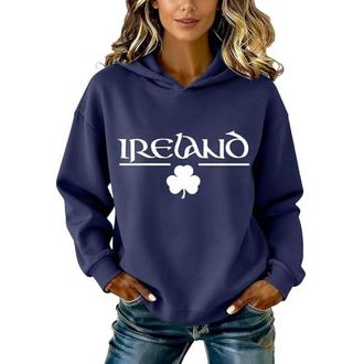 Generic HUIFUAO Irlande St Patrick Sweat &agrave; capuche pour femme Dr&ocirc;le Tr&egrave;fle Costume irlandais St Paddys Day Tr&egrave;fle Vert Chemises Vacances Hauts &agrave; manches longu