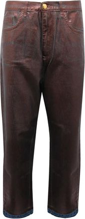 Elisabetta Franchi Femme, Jeans, Brun, Taille: W26 Pantalon en denim lamin&eacute;