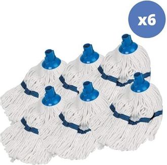 MSV Set mit 6 Ersatz-Moppfransen aus 185 g Baumwolle, wei&szlig; gef&uuml;ttert